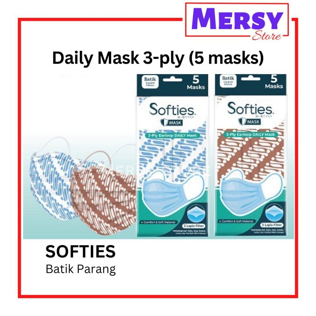 Jual Softies Daily Mask 3 ply Motif Batik Parang 5's (Random Color ...