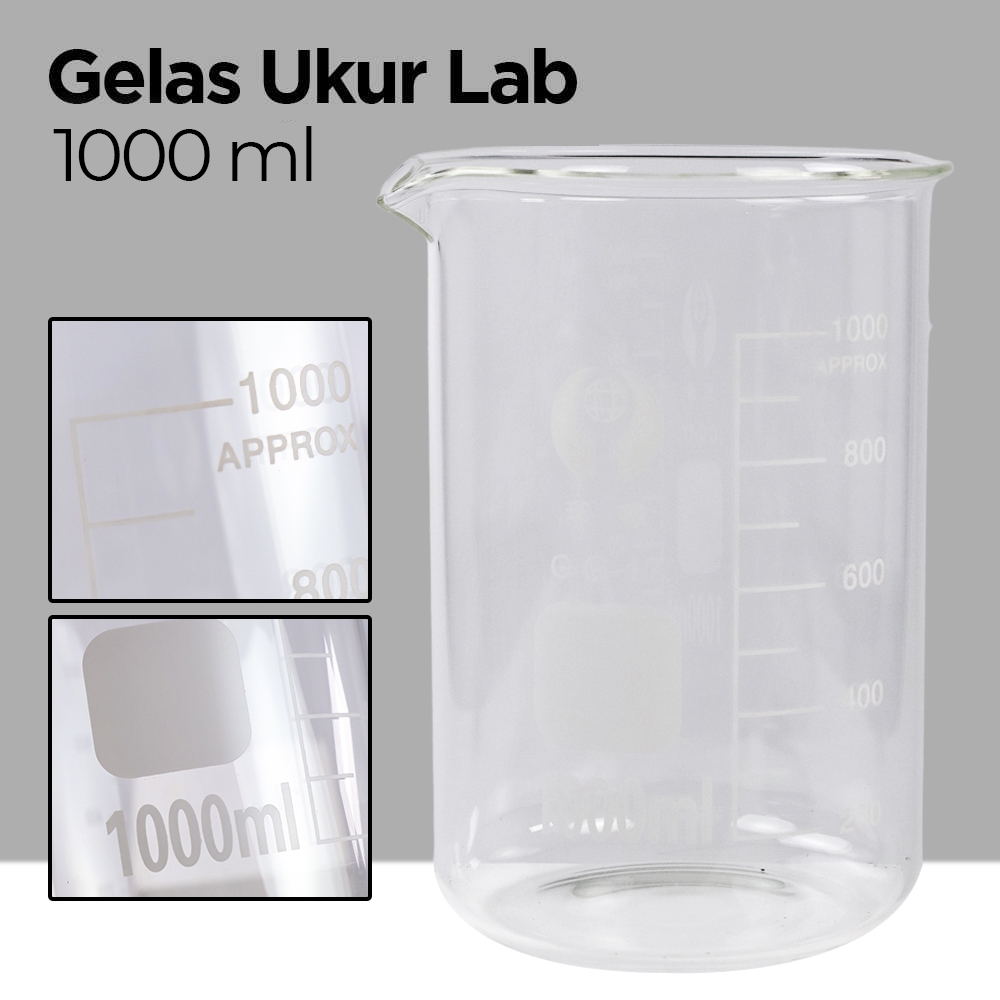 Jual Gelas Ukur Lab Kimia Borosilicate Glass 1000 ml - GG-17 ...