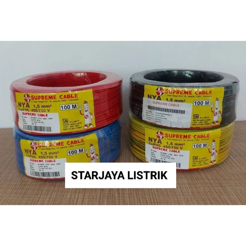 Jual KABEL NYA SUPREME 1x1,5mm PANJANG 100 METER DI JUAL PER ROLL | Shopee Indonesia
