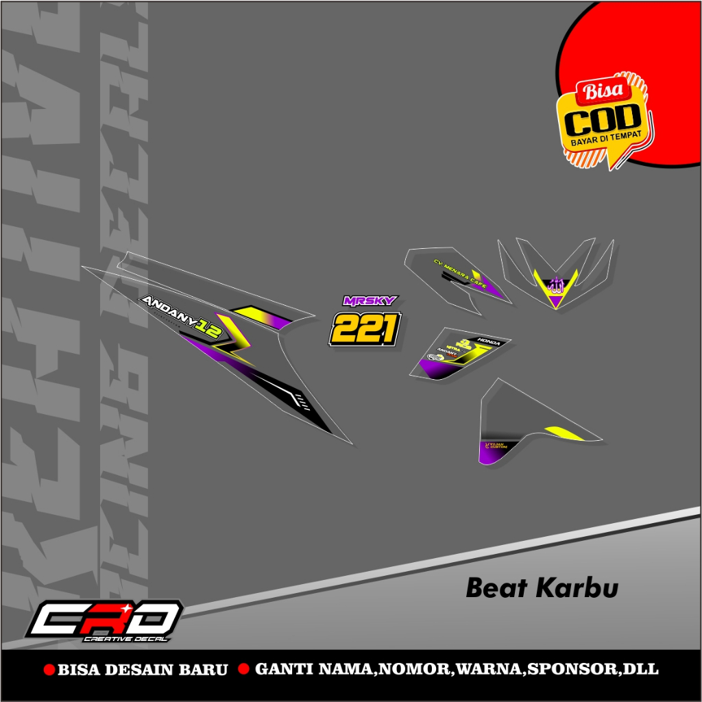 Jual Sticker Striping Honda Beat Kerbu Transparan New Desain Free ...