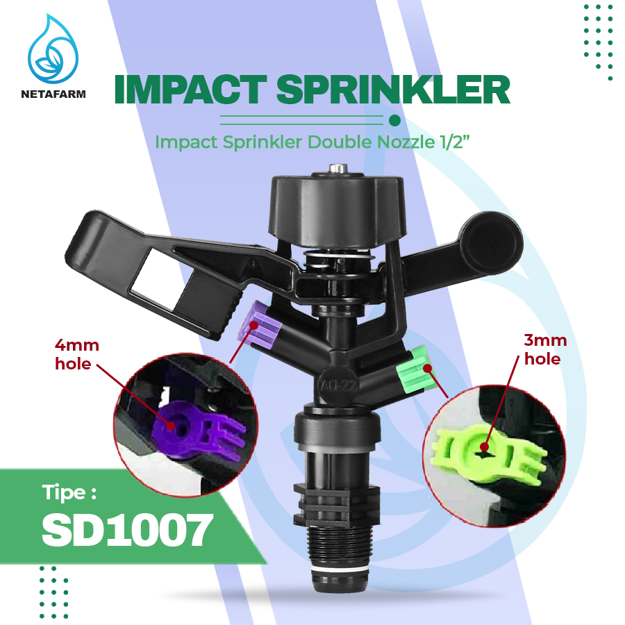 Jual Sprinkler Impact Impulse Double Nozzle 1/2" Irigasi SD1007 - 1pc ...