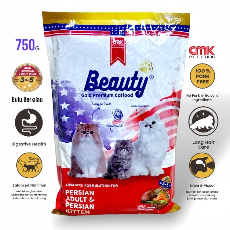 Jual CMK Beauty Gold Cat Food 750gr x 2pcs Dry Food Beauty Persian ...