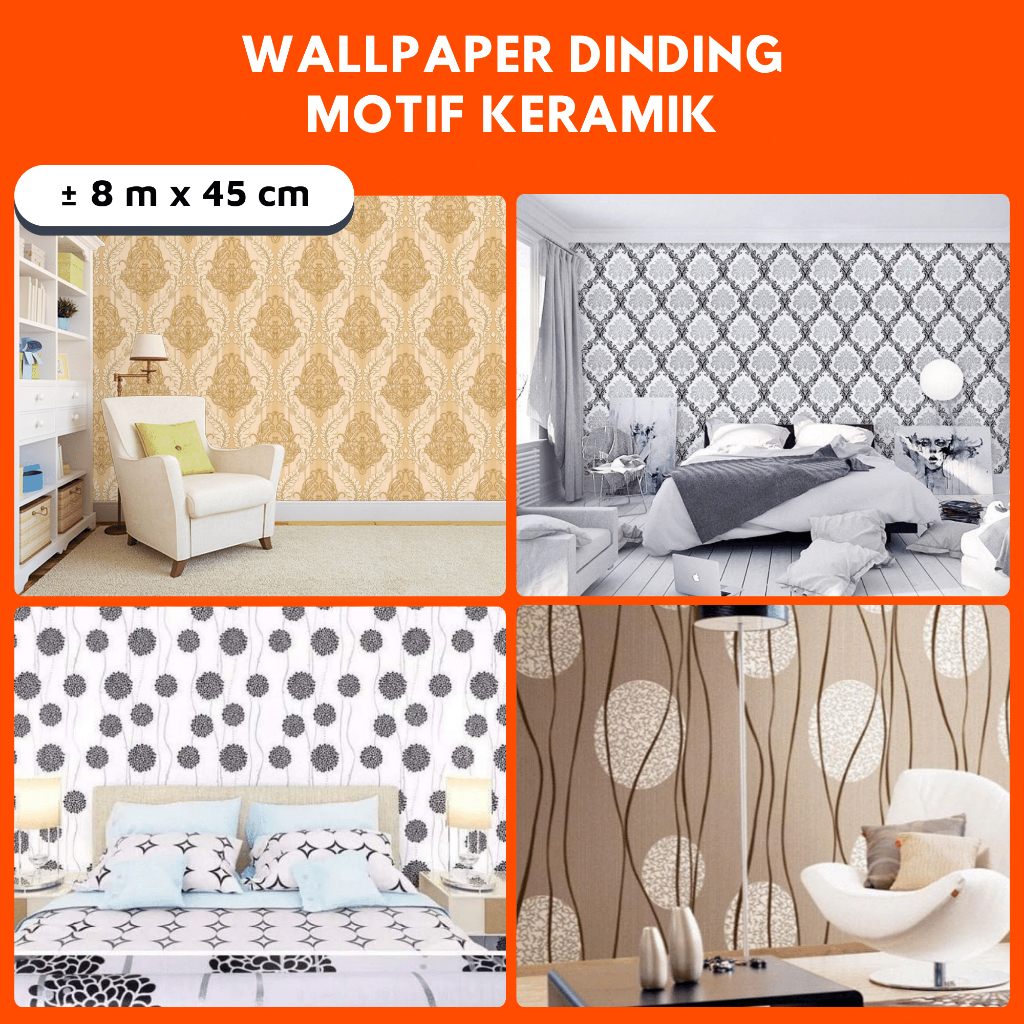 Jual COD [Bayar Di Tempat] Wallpaper Dinding Batik Gold Bunga Wallpaper ...