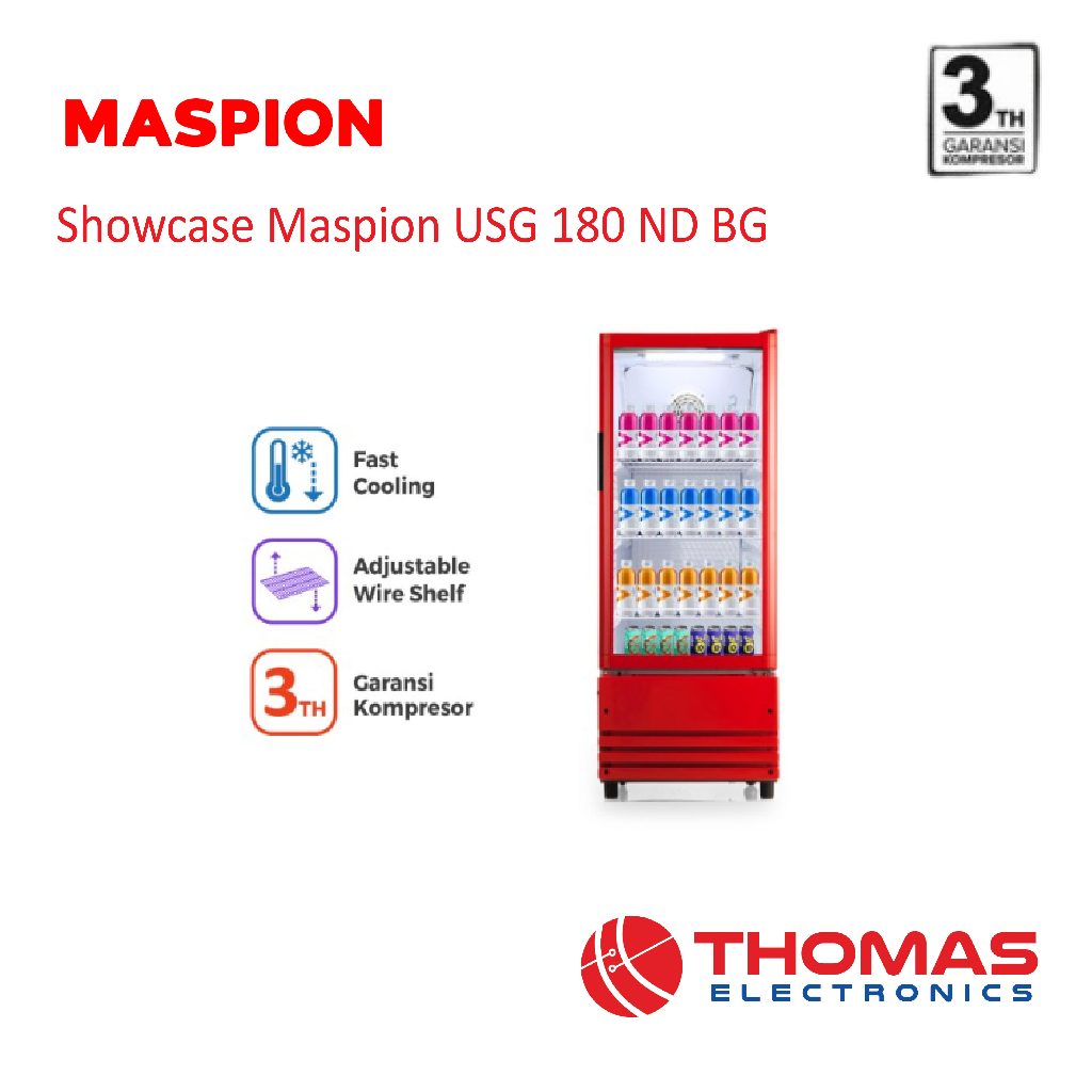 Jual Showcase Maspion USG180ND USG 180 ND BG 3 Rak 180 L Garansi Resmi ...