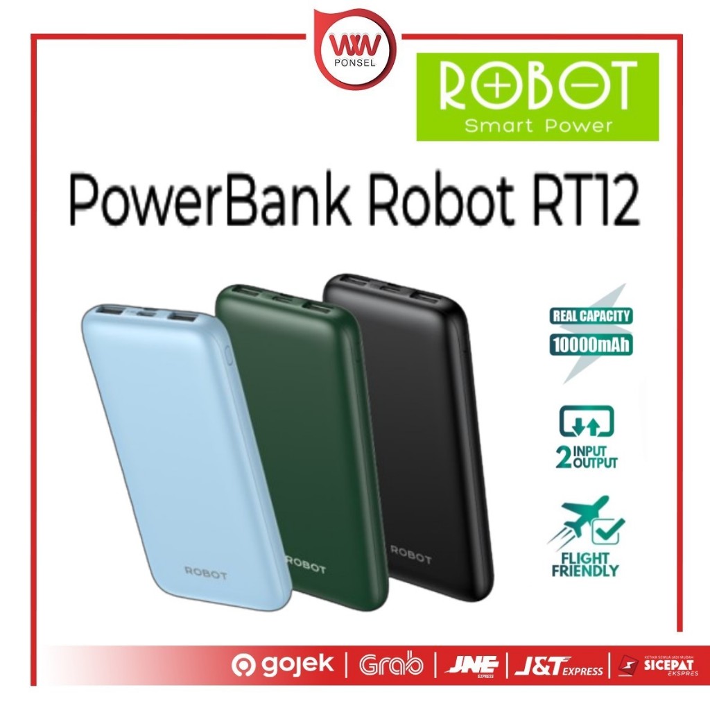 Jual PowerBank Robot RT12 10000mAh 2 Input Micro Type-C Output USB-A ...