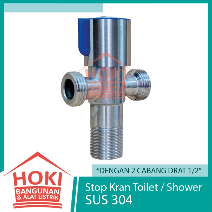 Jual STOP KRAN TOILET T 2 CABANG SUS-304 1/2"/ STOPKRAN KERAN JET SHOWER / Wastafel / WC Kamar ...