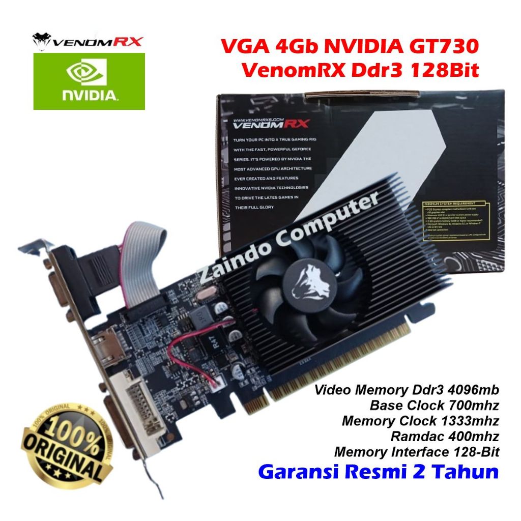 Jual VGA VenomRX GT730 4GB DDR3 NVIDIA VGA 4GB NVIDIA GT730 VENOM RX DDR3 Geforce HDMI DVI Dsub ...