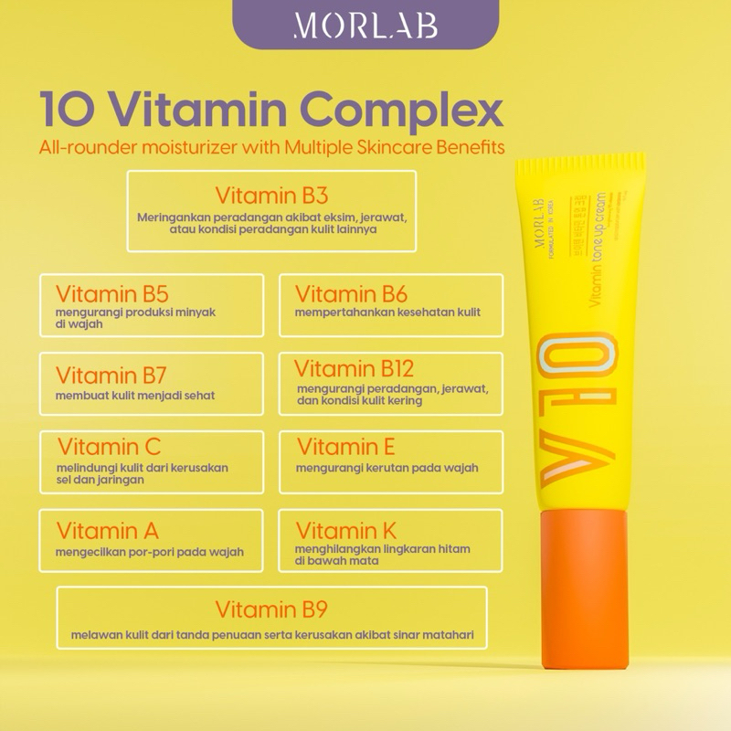 Jual MORLAB V10 VITAMIN TONE UP CREAM WITH IDEBENONE | Shopee Indonesia