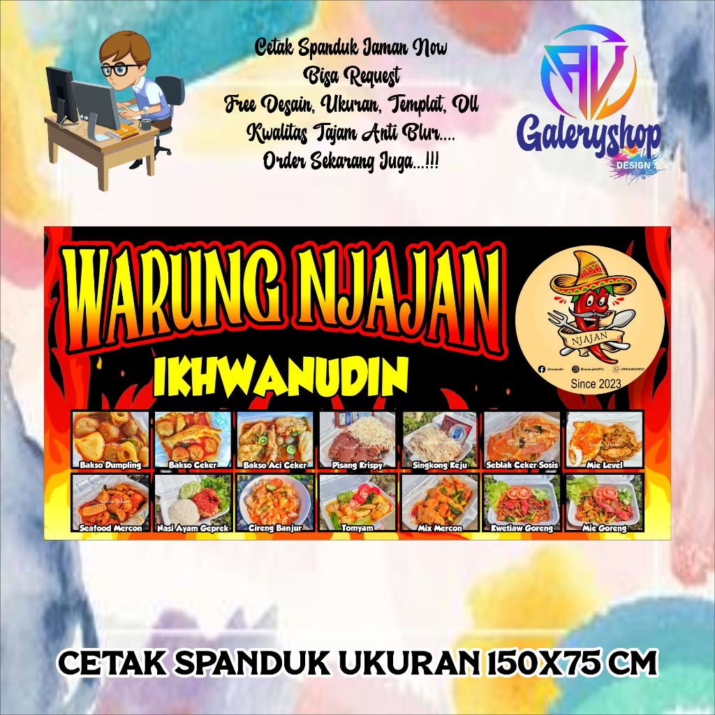 Jual cetak spanduk, banner, jualan JAJANAN PEDAS , dll ukuran 150X75CM ...