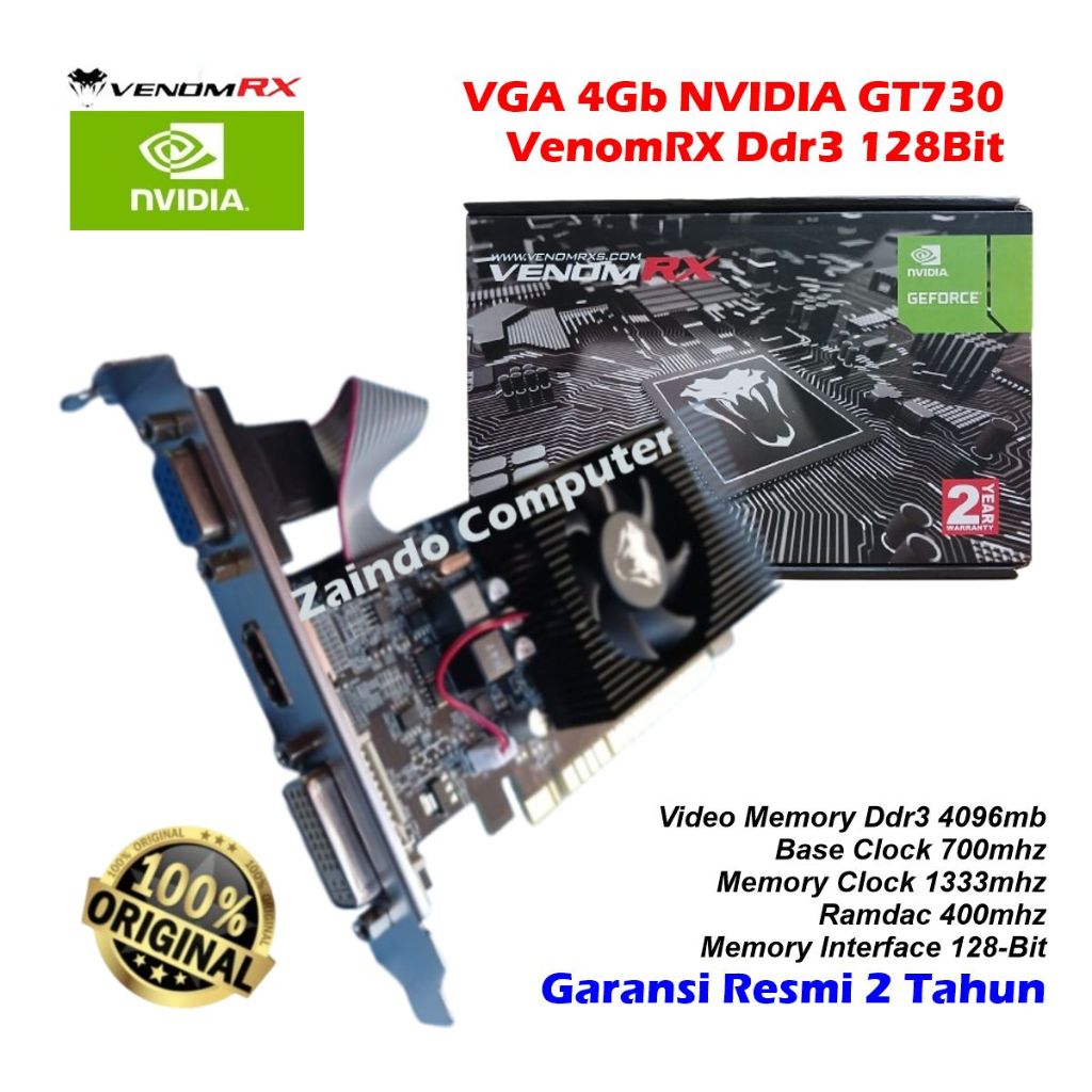 Jual VGA VenomRX GT730 4GB DDR3 128bit - NVIDIA VGA 4GB NVIDIA GT730 VENOM RX DDR3 Geforce HDMI ...