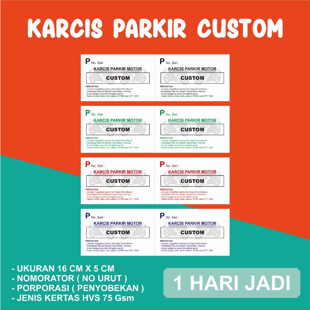 Jual KARCIS PARKIR CUSTOM MOTOR DAN MOBIL | Shopee Indonesia