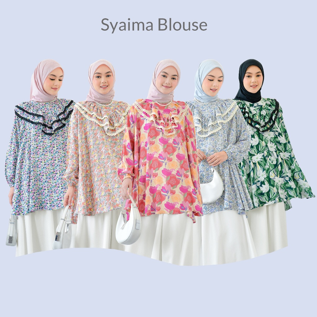 Jual NUNA Syaima Blouse | Atasan Blouse Wanita Rayon Motif | Shopee ...