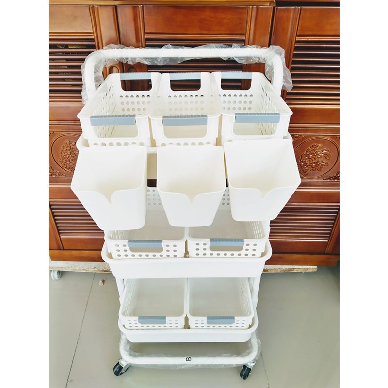 Jual Rak Troli Dengan Roda 3 Susun Serbaguna Rak Dapur dengan Keranja ...