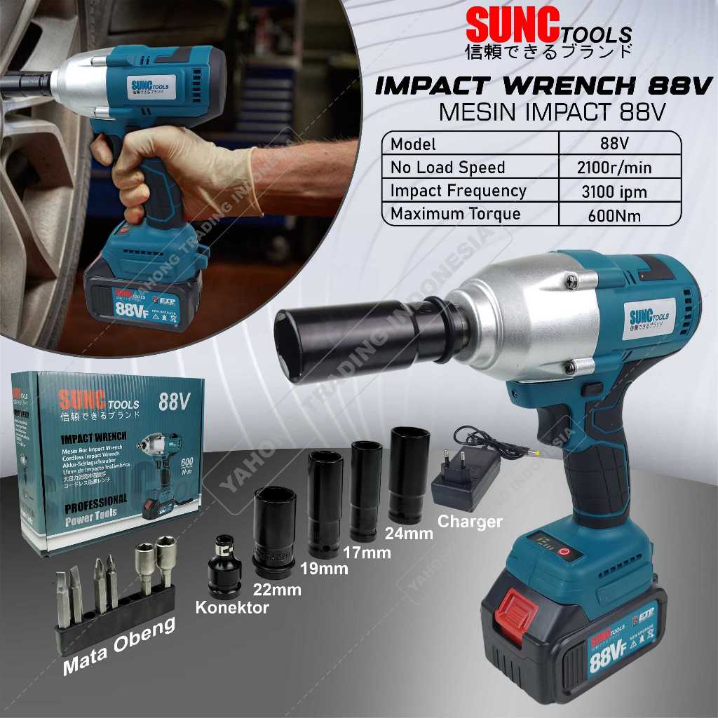 Jual Mesin Impact Baterai Torsi Besar Cordless Impact Wrench BRUSHLESS ...