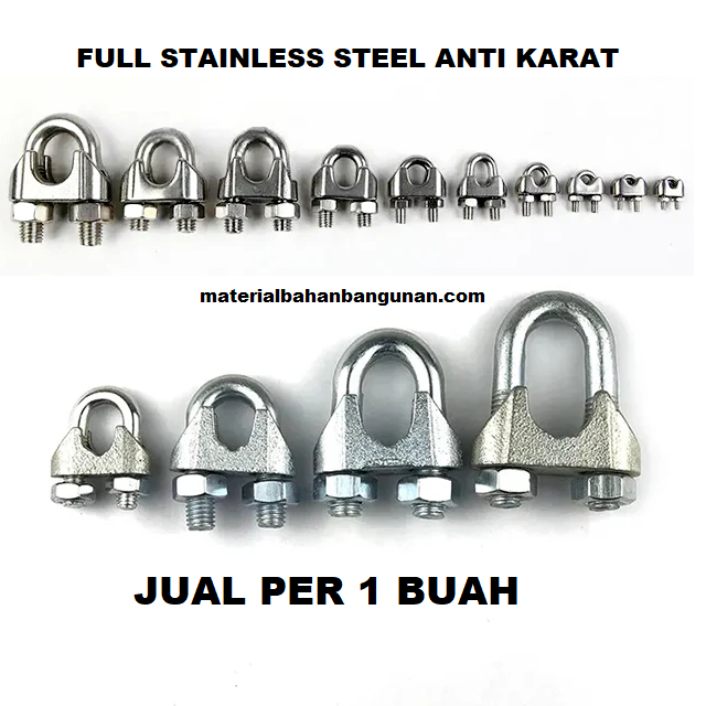 Jual Klem Kuku Macan M 20 Full Stainless Steel Clamp Sling Anti Karat ...
