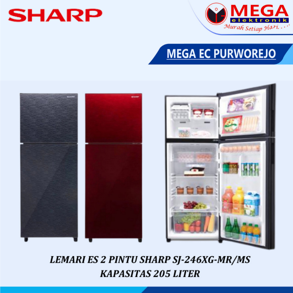 Jual LEMARI ES SHARP SJ-246XG-MR/MS 2 PINTU kapasitas 205 liter | Shopee Indonesia