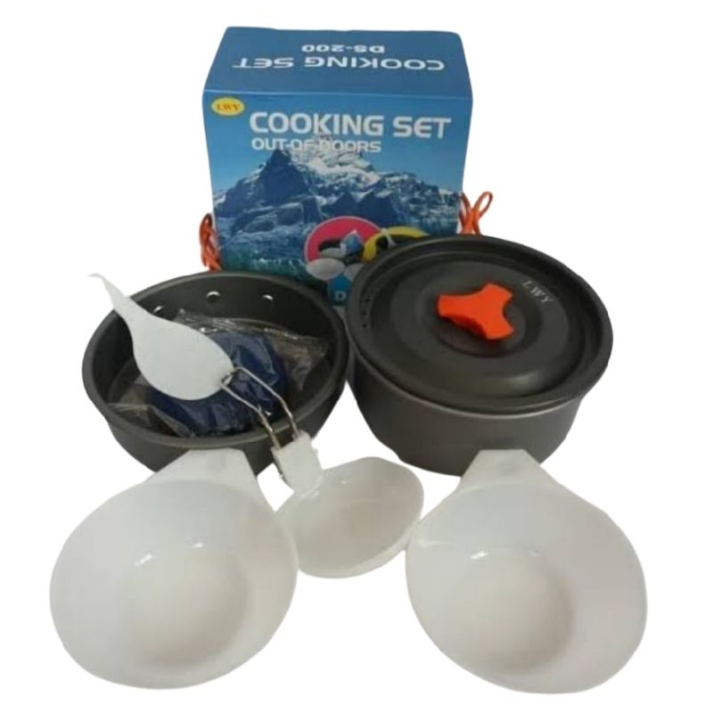 Jual cooking set ds 200 nesting alat memasak untuk camping dan mendaki gunung | Shopee Indonesia
