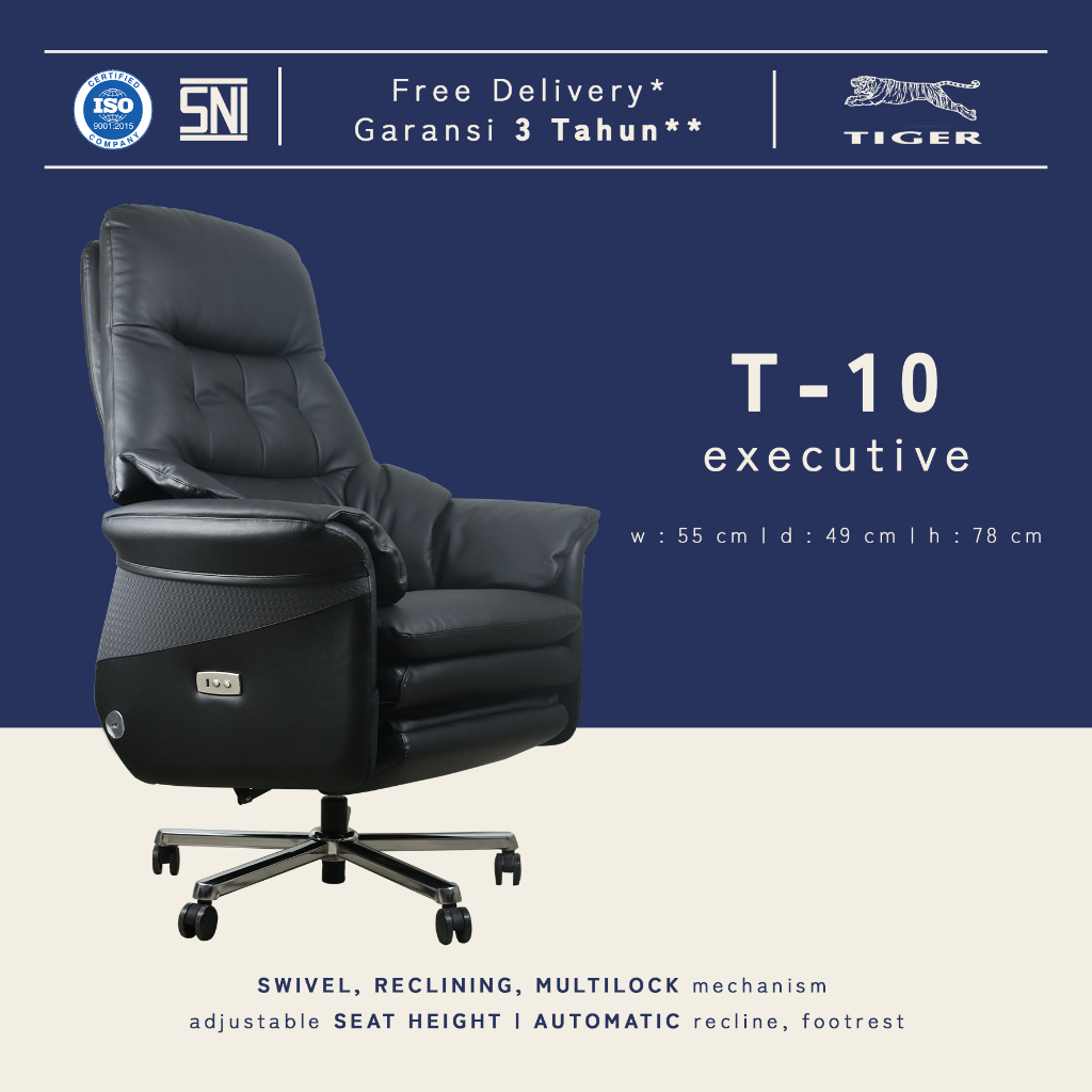 Jual T-10 Executive Automatic | Tiger Kursi Kantor Ergonomis | Shopee ...