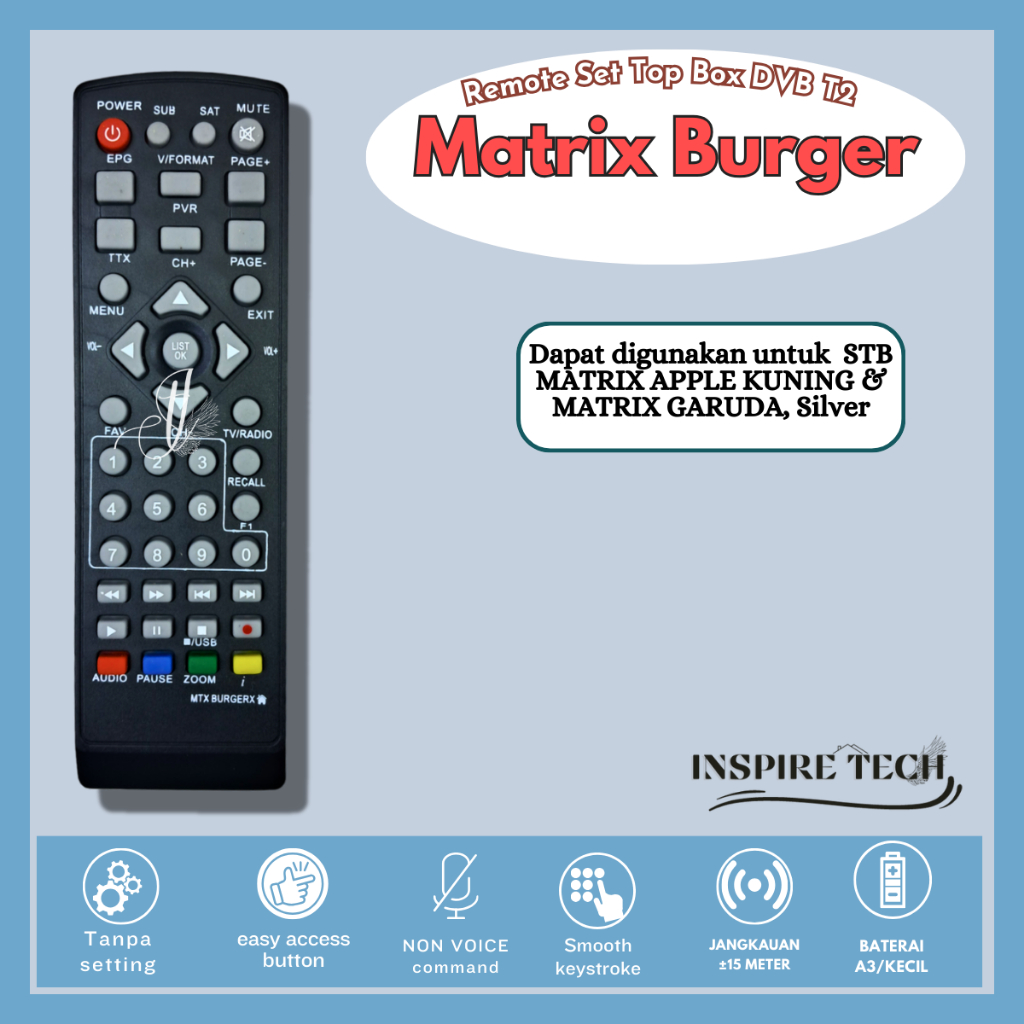 Jual Remot Remote STB Matrix BurgerX Matrix Burger Silver Set Top Box ...