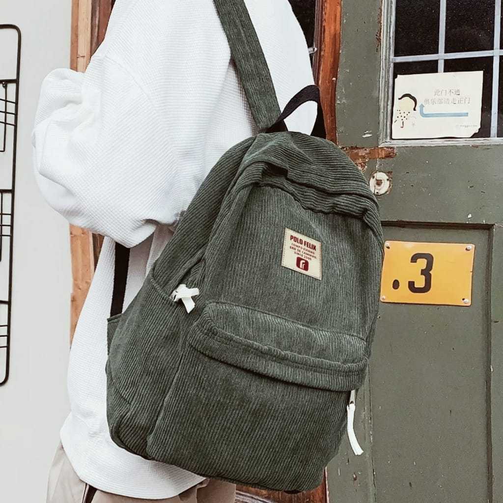 Jual Tas ransel corduroy tas backpack corduroy tas sekolah ransel ...