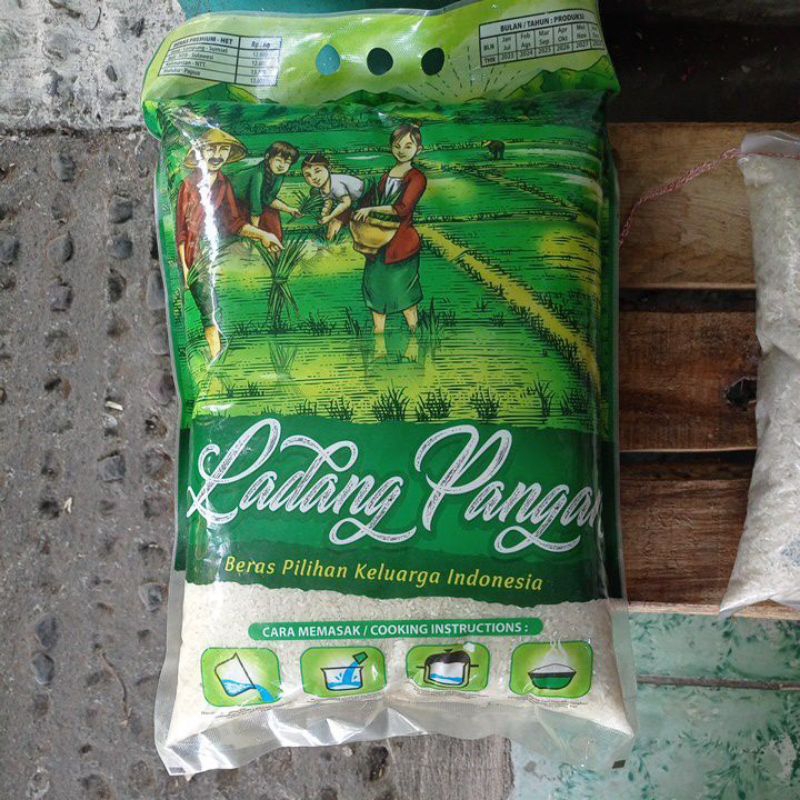 Jual Beras pulen premium ladang pangan kemasan 1kg dan 5kg halal ...