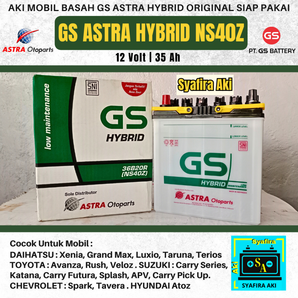 Jual AKI MOBIL GS ASTRA HYBRID NS40Z ORIGINAL 35Ah | Shopee Indonesia