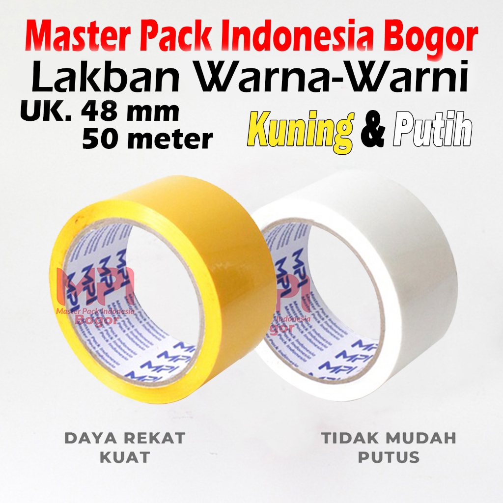 Jual Lakban Warna Kuning & Warna Putih 48 mm x 50 Meter / Lakban ...