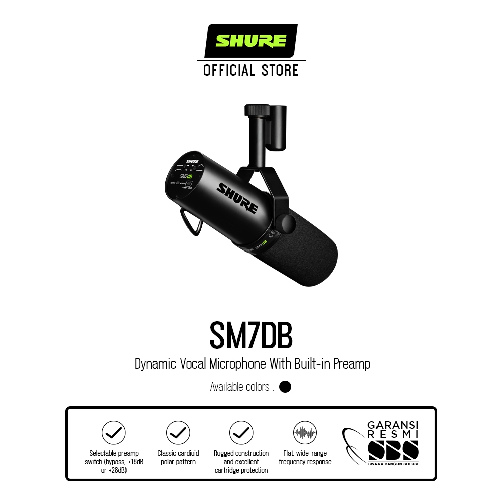 Jual Shure SM7DB Dynamic Vocal Microphone With Built-in Preamp | Shopee Indonesia
