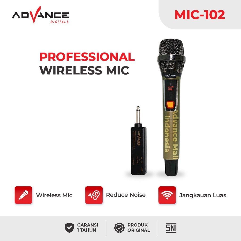 Jual ADVANCE MIC-102 - Mic Wireless Microphone Karaoke Single Free ...
