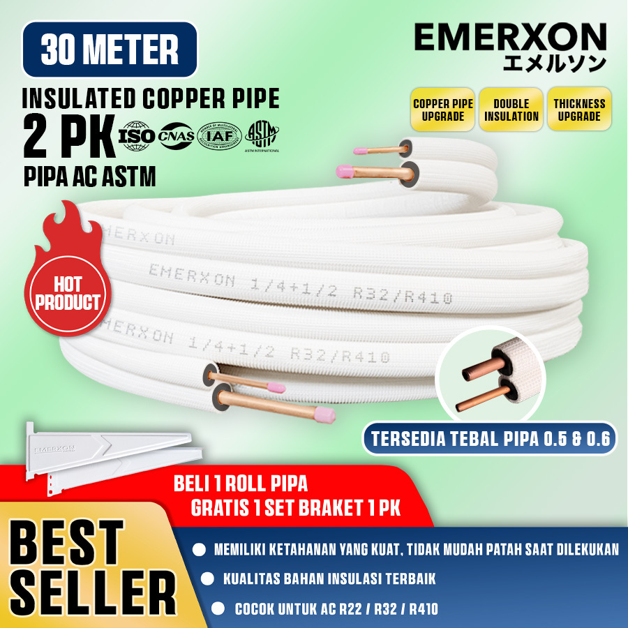Jual PIPA AC EMERXON / EMERXON INVERTER 2PK (1/4+1/2) 30M/ROLL | Shopee ...