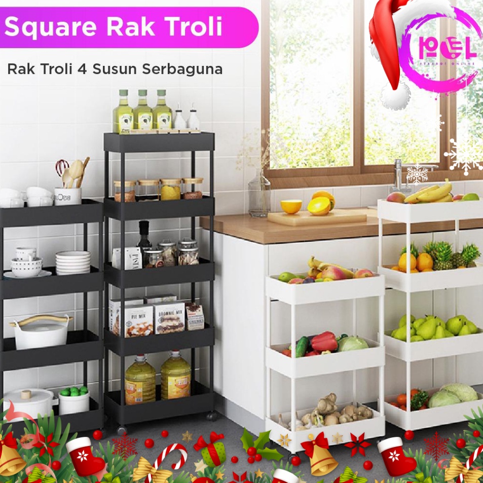 Jual KODE HZA957 [POL] COD Rak Persegi Dapur Plastik 4 Susun | Rak Yeye ...