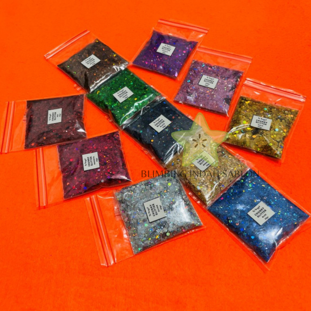 Jual Chunky Glitter 20gr Varian Warna Gliter Tekstur Besar Tebal Kasar ...