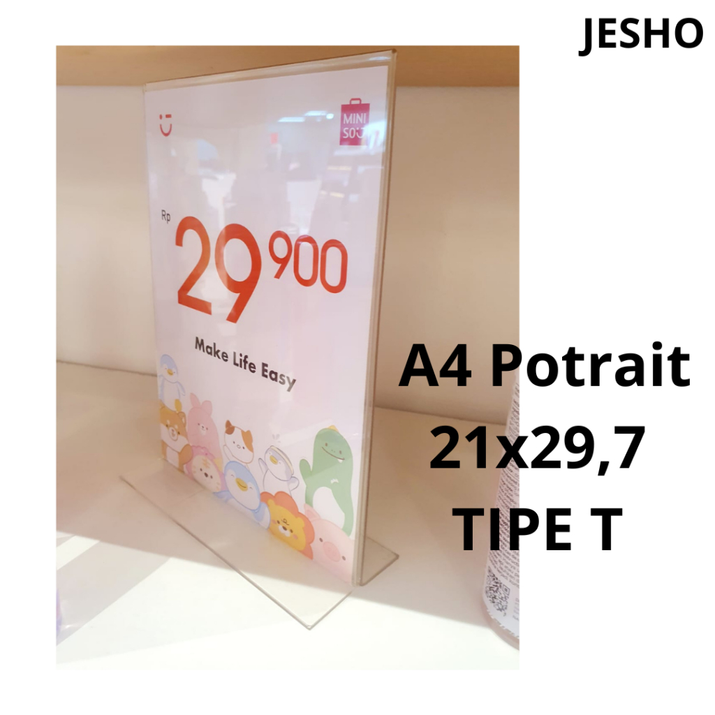 Jual Akrilik tent card holder A4 Tipe T potrait tempat brosur / Qris ...
