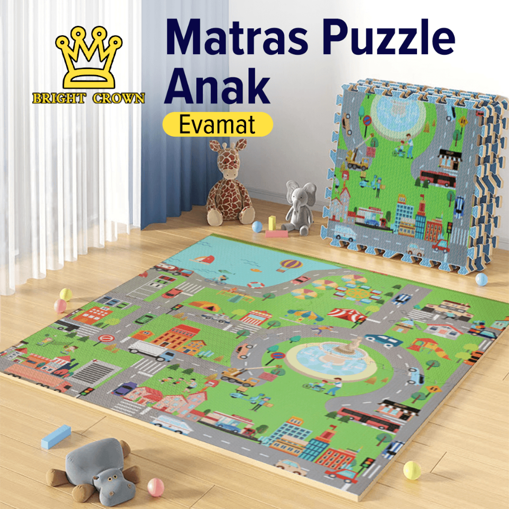 Jual Bright Crown Karpet anak puzzle Evamat Puzzle Edukasi Motif Road ...