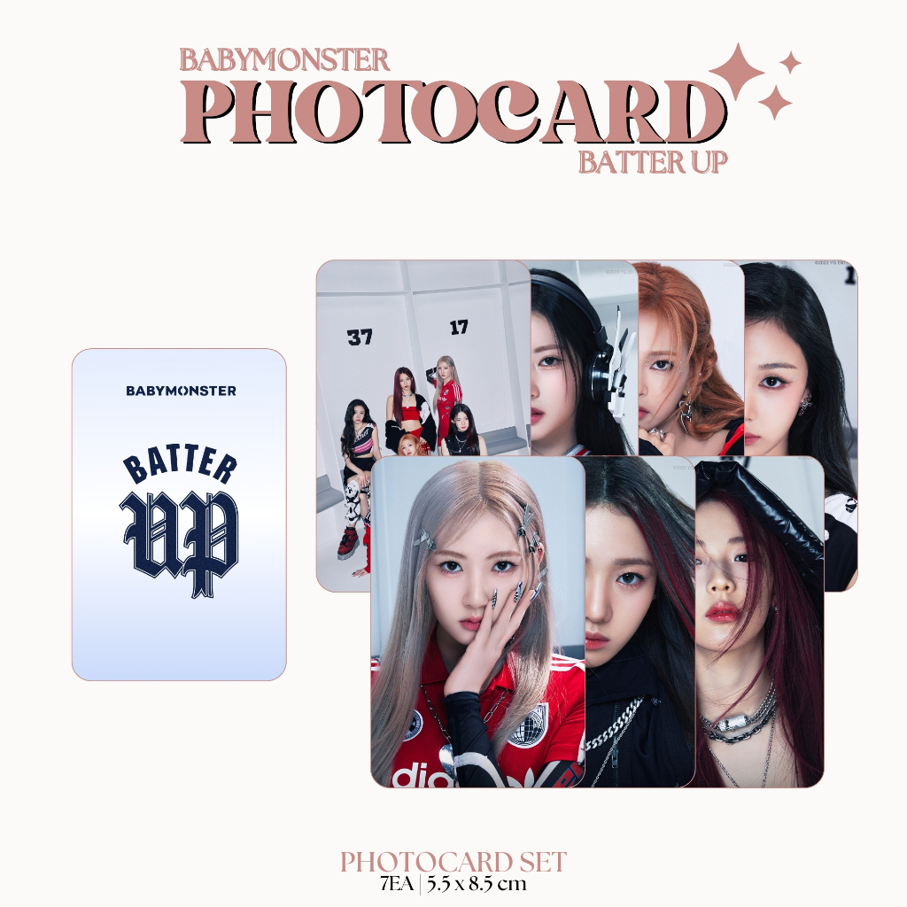 Jual PHOTOCARD BABYMONSTER BATTER UP 2SISI (ISI 7 PCS + LAMINASI 2 SISI) TANDA TANGAN TTD KPOP ...