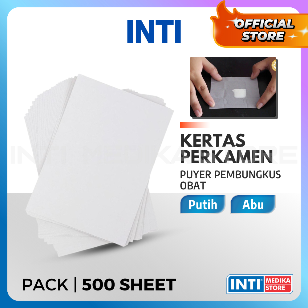 Jual INTI - Kertas Perkamen Abu / Putih | Kertas Puyer Pembungkus Obat | Shopee Indonesia