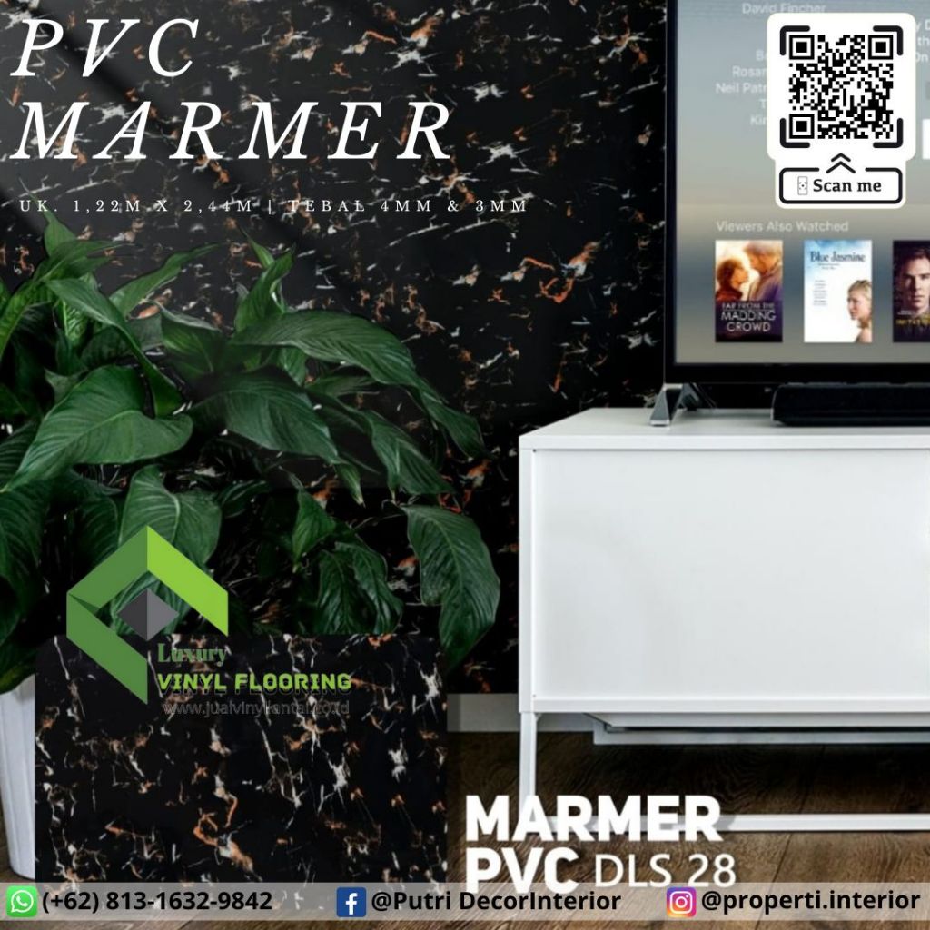 Jual pvc marmer dinding type DLS28 tebal 4mm panel uk. 1,2m x 2,4m ...
