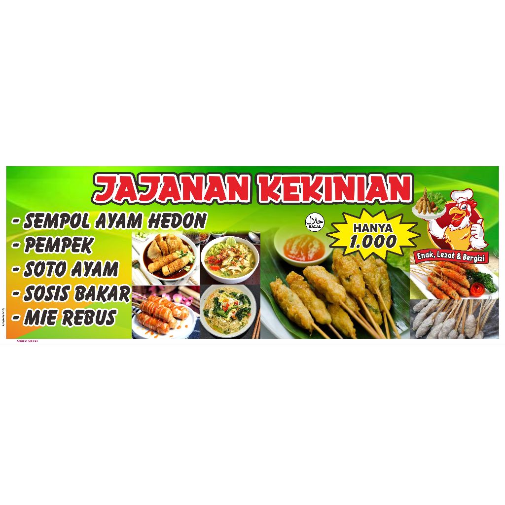Jual Spanduk Aneka Jajanan Kekinian/Spanduk Warung/Banner Sempol Ayam ...
