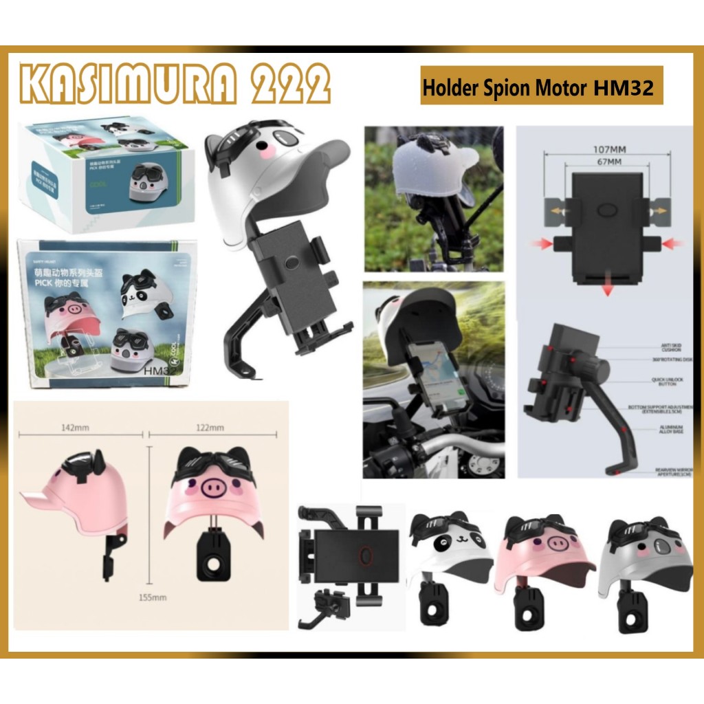 Jual Holder Spion Motor HM-32 Phone Holder Karakter HELM Dudukan HP ...