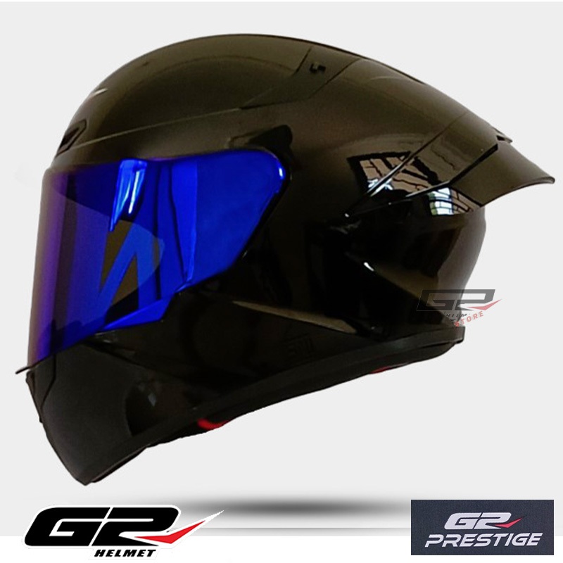 Jual HELM G2 PRESTIGE FULL FACE SOLID BLACK GLOSY PAKET GANTENG ...