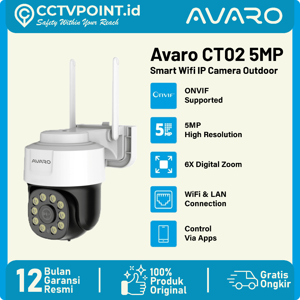 Jual AVARO Smart WiFi PTZ Outdoor CT02 5MP Wireless Camera | Shopee Indonesia