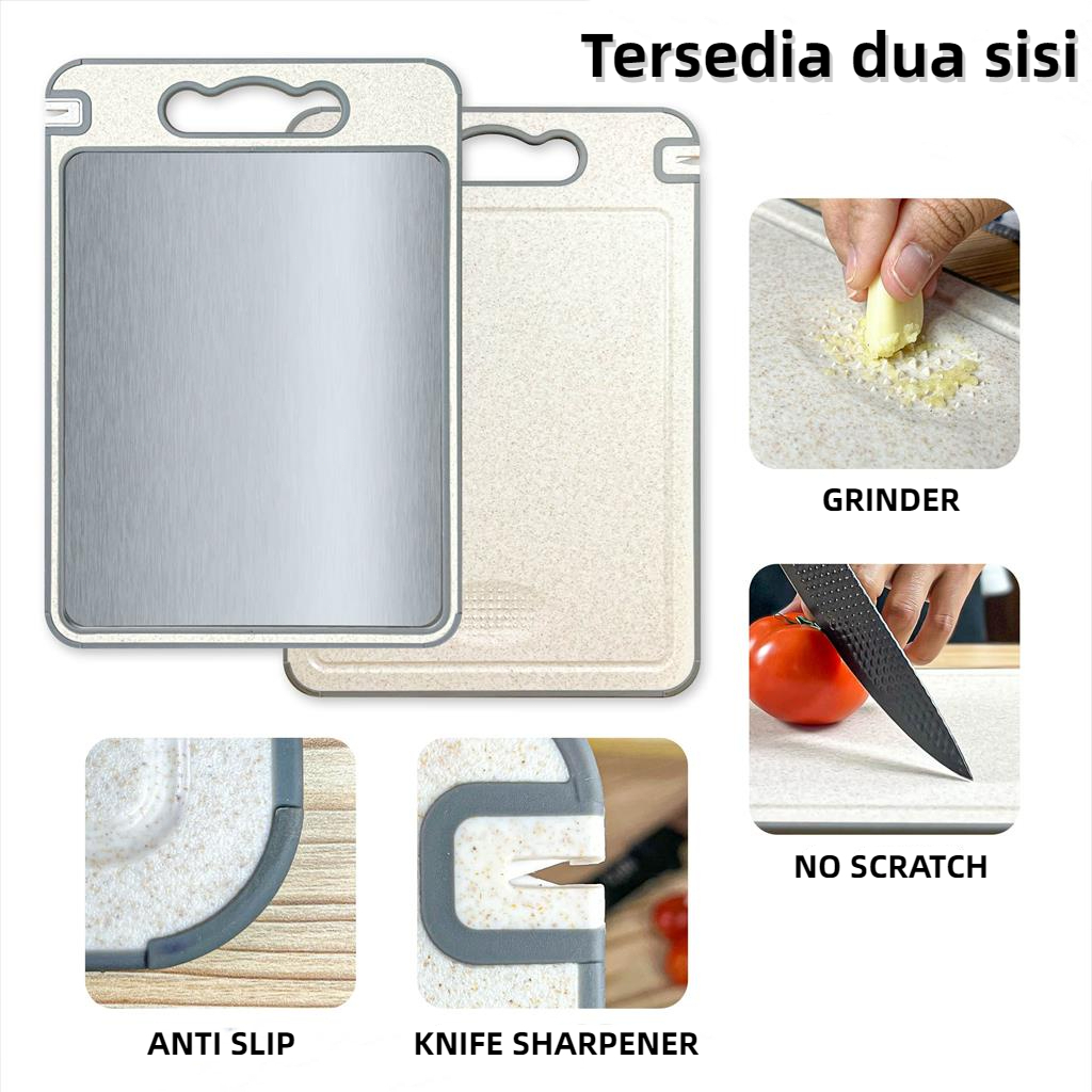 Jual Talenan Stainless Steel 304 Dua Sisi Double Side Chopping Board Multifungsi/Talenan ...
