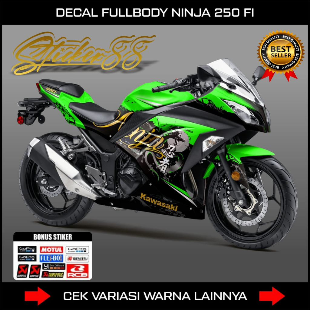 Jual DECAL FULL BODY NINJA FI 250 MOTIF SIMPLE / STICKER DECAL KAWASAKI ...