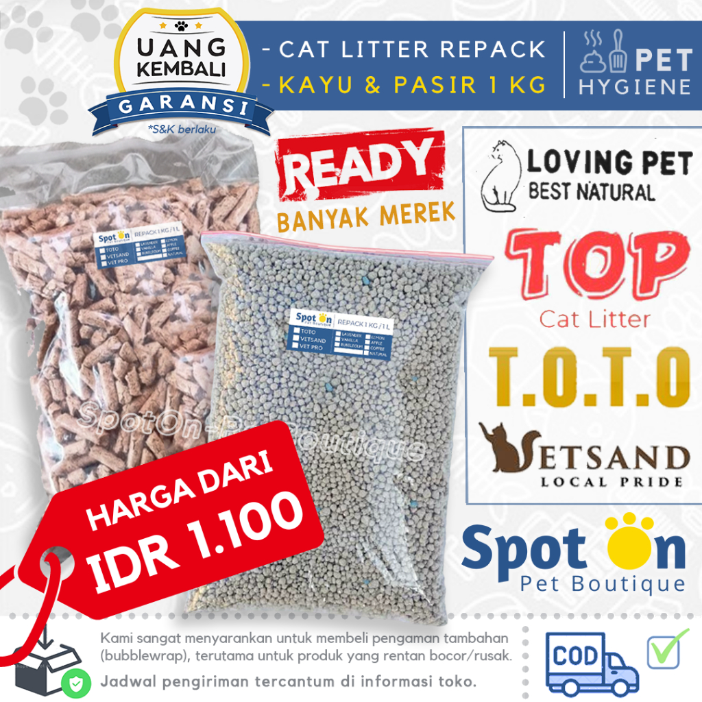 Jual Pasir Kucing Wangi Gumpal 1Kg & Pelet Kayu | Bentonite Zeolit 1 kg ...