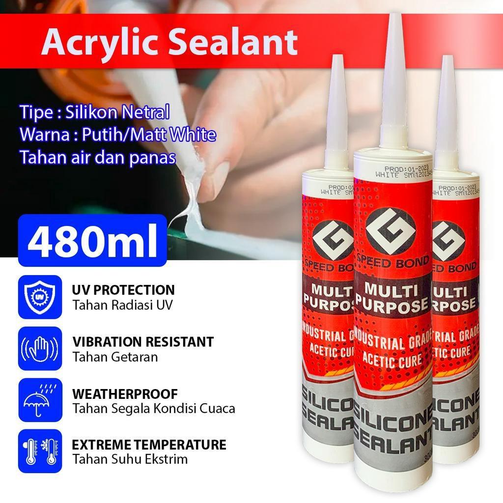 Jual Ideku LEM Silicone Sealent Kaca Acetic Silen White Putih / Lem ...
