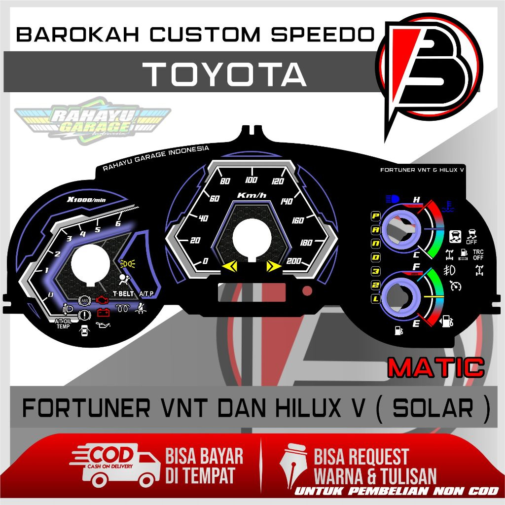 Jual papan speedometer custom fortuner vnt dan hilux v matic solar ...