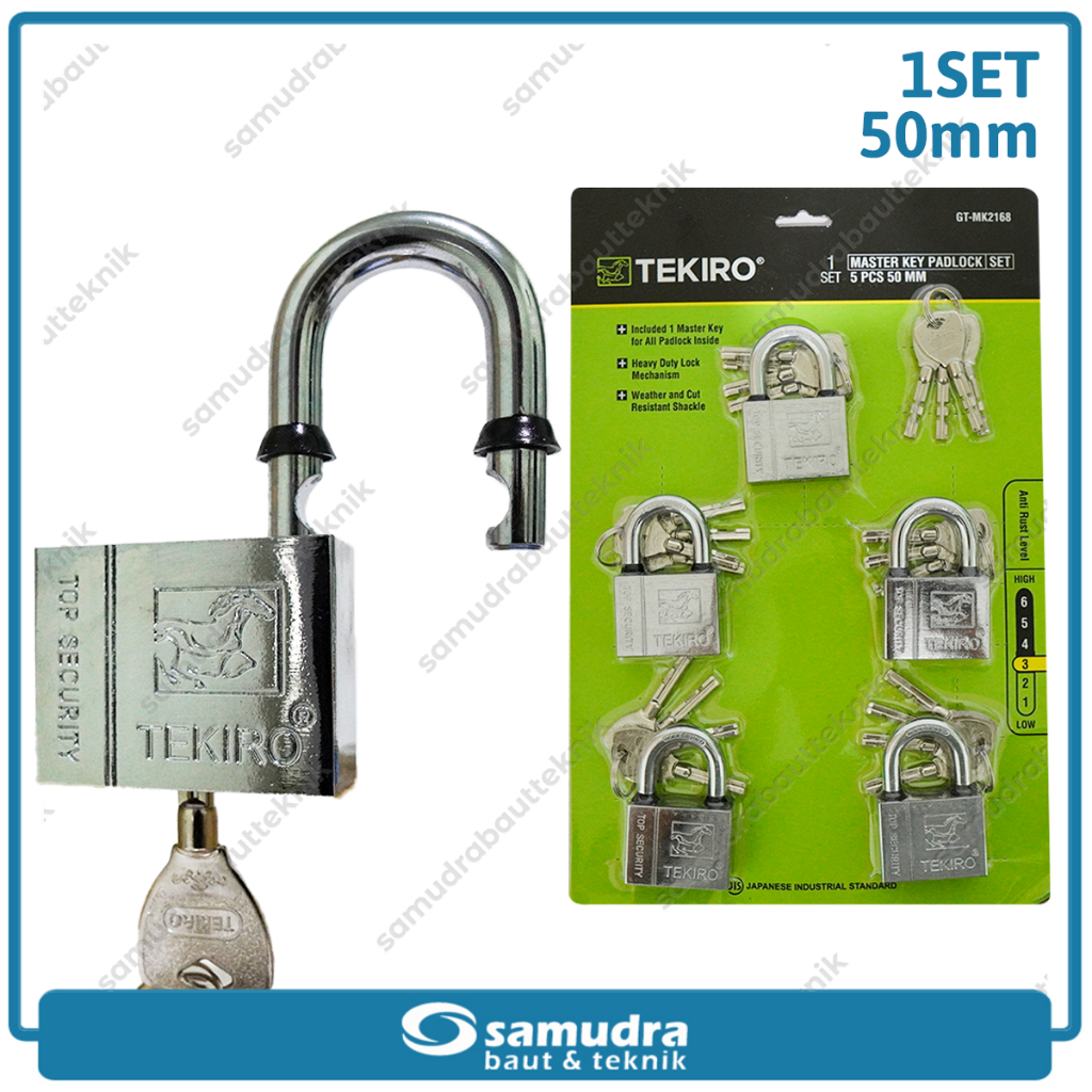 Jual Kunci Gembok TEKIRO 50 mm Set 5 pcs Master Key Pagar Rumah Anti ...