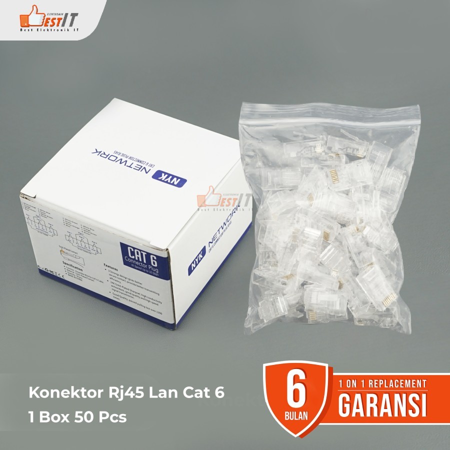 Jual Konektor CAT 6 RJ45 Connector 1 Box isi 50pcs | Shopee Indonesia