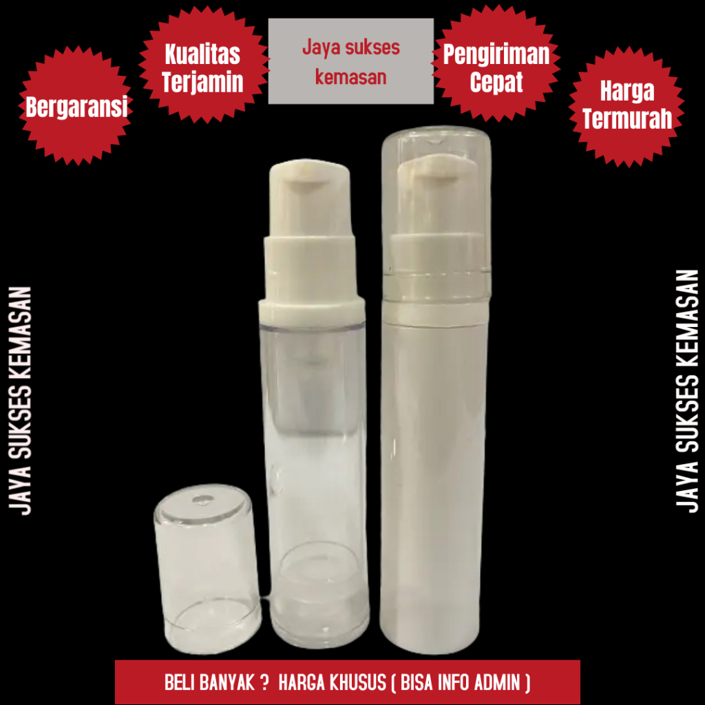 Jual BOTOL AIRLESS PUMP 10ML / BOTOL SERUM AIRLESS TRANSPARAN PUTIH ...
