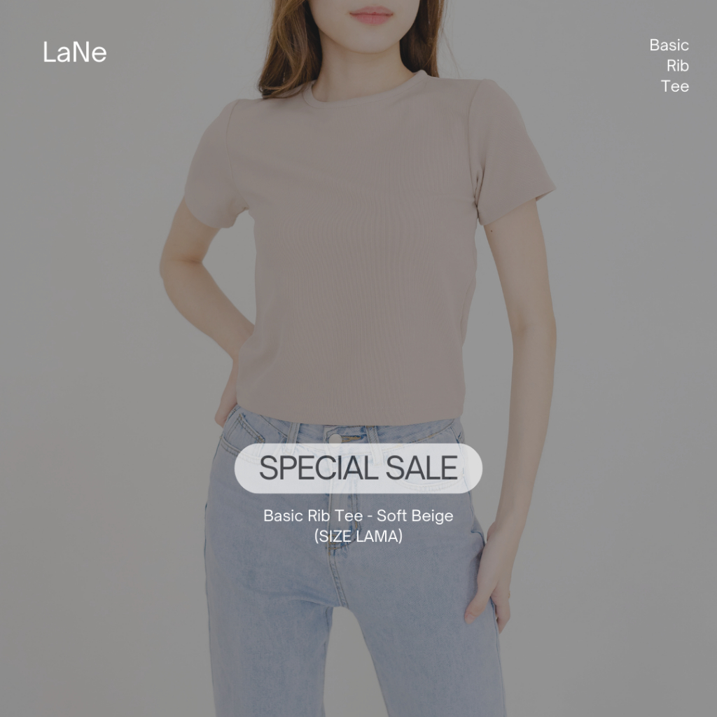 Jual DEFECT SPECIAL SALE - LaNe - Basic Rib Tee I Atasan Wanita Casual ...